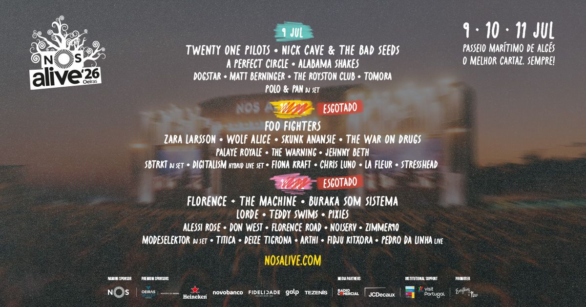 O NOS Alive regressa nos dias 9, 10 e 11 de julho de 2026